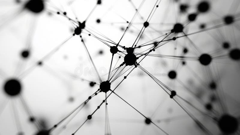 Abstract Network Structure Black and White Stock Illustration ...