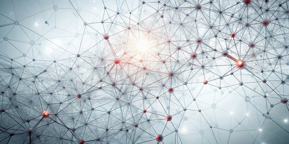 Abstract Network Structure Interconnected Nodes and Lines Representing Global Communication and ...