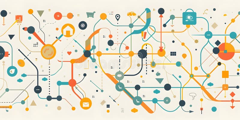 Abstract Network System, Interconnected Nodes and Pathways Visualizing ...