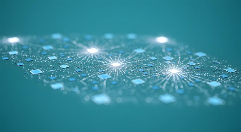 Abstract Network on Teal Background with Nodes Stock Illustration ...