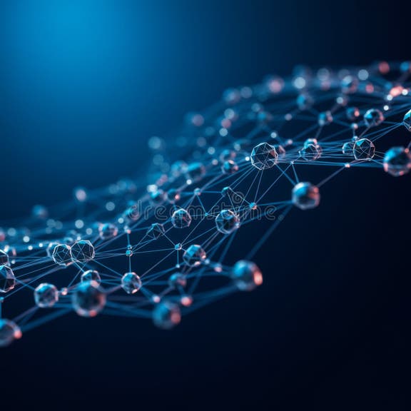 Abstract Network Visualization: Blue Sphere Network Connection Stock ...