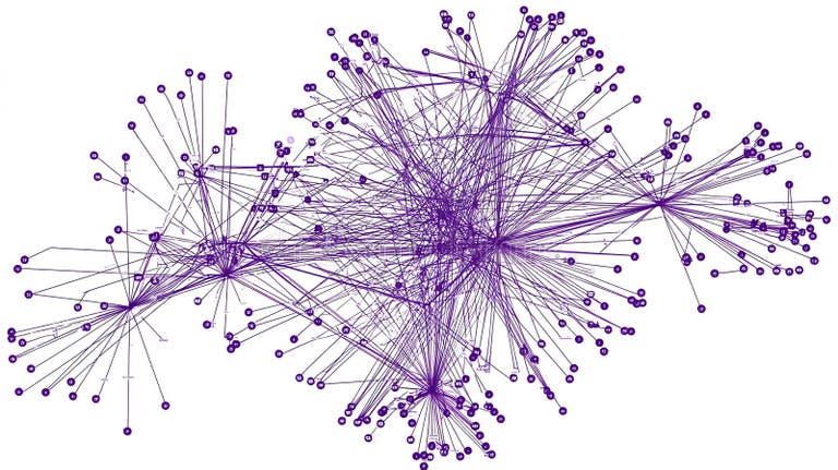Abstract Network Visualization: Purple Nodes and Connections Representing Data Flow ...