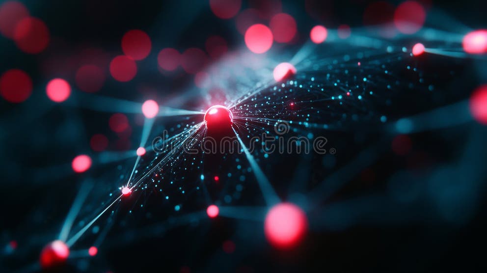 Abstract Network Visualization Red and Blue Nodes Stock Illustration ...