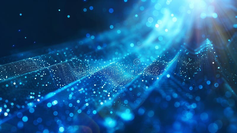 Blue Glowing Network Waves Abstract Background Stock Illustration ...