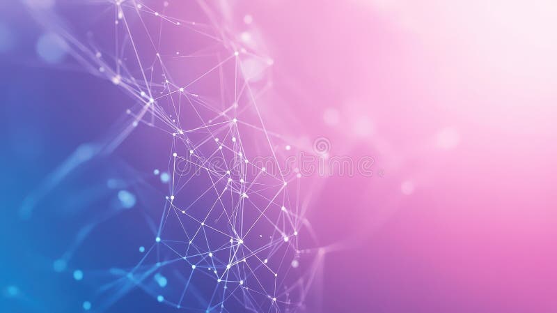 Abstract Network with White Lines and Nodes on a Purple and Pink ...