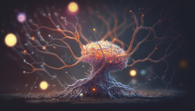 Abstract Neural Cell. Generative AI Stock Illustration - Illustration ...
