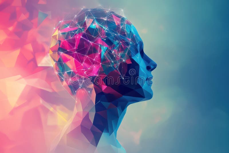 Abstract Neural Network AI Low Poly Tech Background Stock Illustration ...