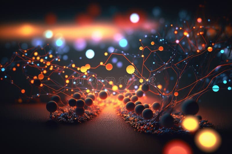 Abstract Neural Network And Artificial Intelligence Conceptual Visualization Stock Illustration