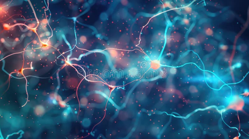 Abstract Neural Network Background. Digital Visualization of Neurons ...