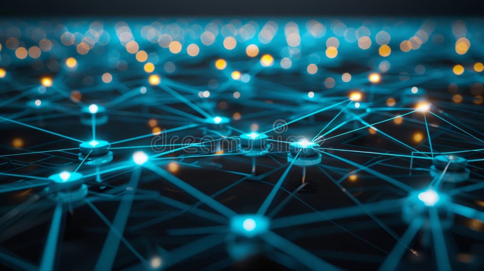 Abstract Neural Network Connection Points - Data Node Web, Tech ...