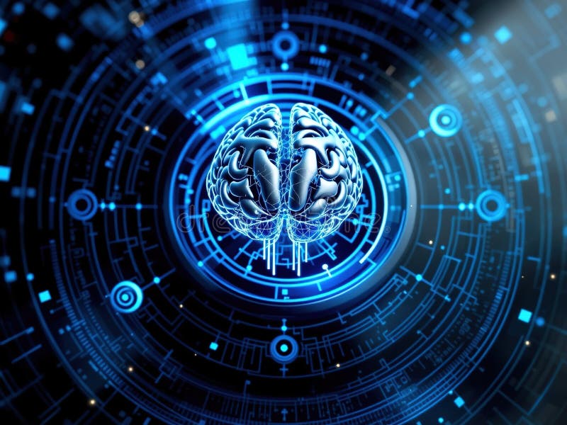 Abstract Neural Network Design a Futuristic AI Brain on a Blue Circular ...