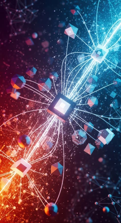 Abstract Neural Network Network Flow Glowing Connections Data Center Artificial Intelligence ...