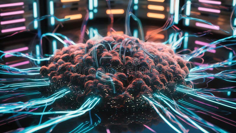 Abstract Neural Network, Futuristic AI Brain Data High Quality Image Stock Illustration ...