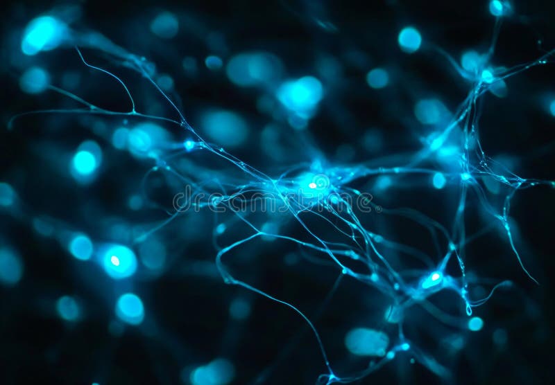 Abstract Neural Network Glowing Blue Lines and Nodes High Quality Image ...