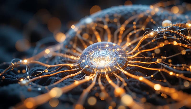 Abstract Neural Network Glowing Core Connections Stock Illustration ...