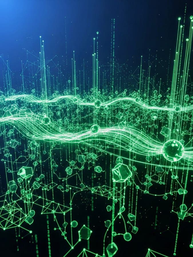 Abstract Neural Network with Glowing Data Streams Stock Illustration - Illustration of font ...