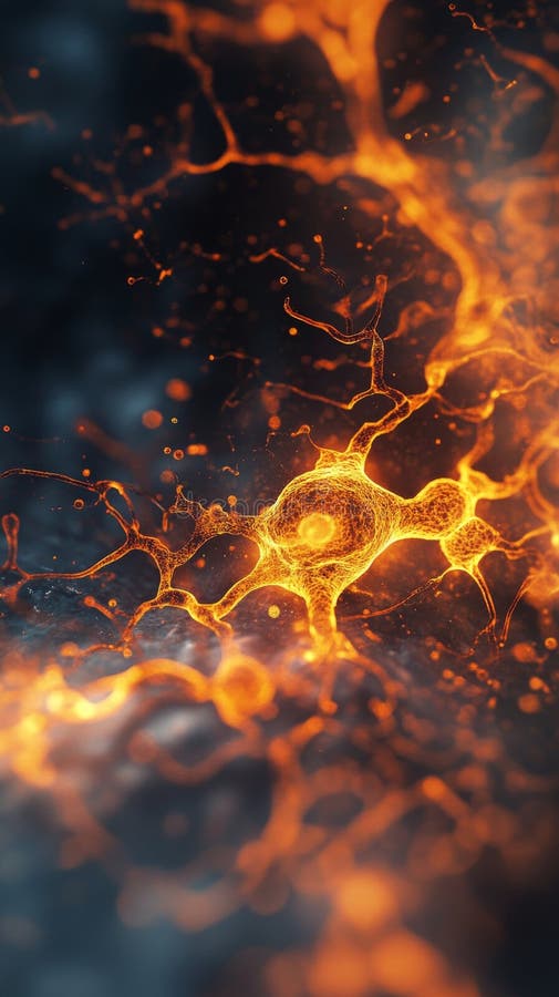 Abstract Neural Network with Glowing Orange Neurons and Synapses ... Abstract Neural Network with Glowing Orange Neurons and Synapses ...