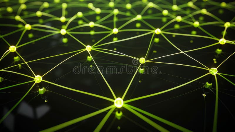Abstract Neural Network: Green Nodes Connected by Lines, AI Concept ...