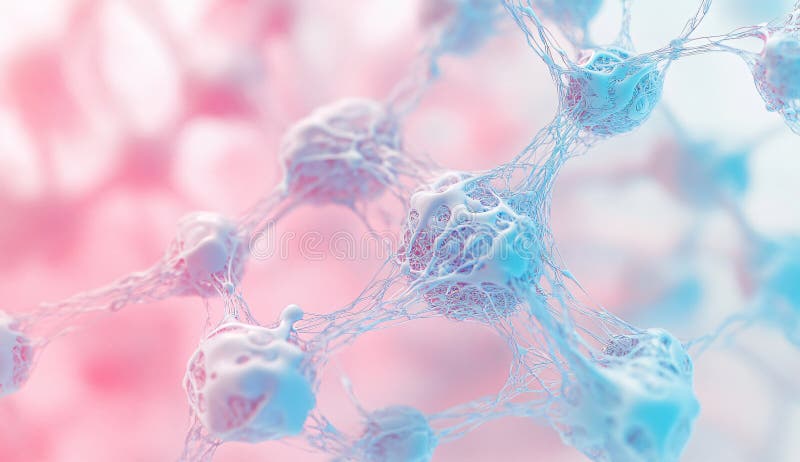 Abstract Neural Network Microscopic Cells Pink Blue High Quality Image ...