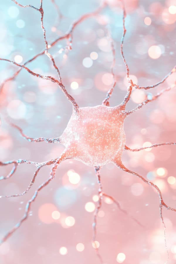 Neuron Cells with Glowing Link Knots. Blue Green Neurons in Brain Stock ...