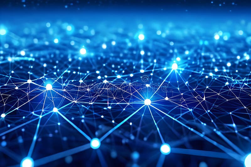 Abstract Neural Network Visualization in Blue Glowing Lights, Tech ...