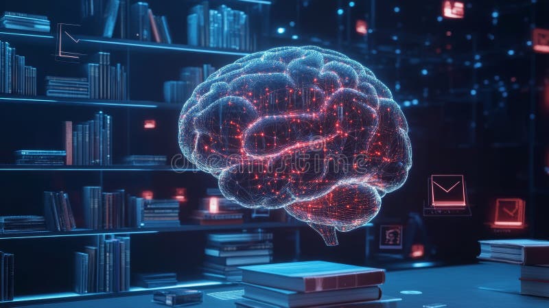 Abstract Neural Network Visualization of the Brain Stock Illustration ...