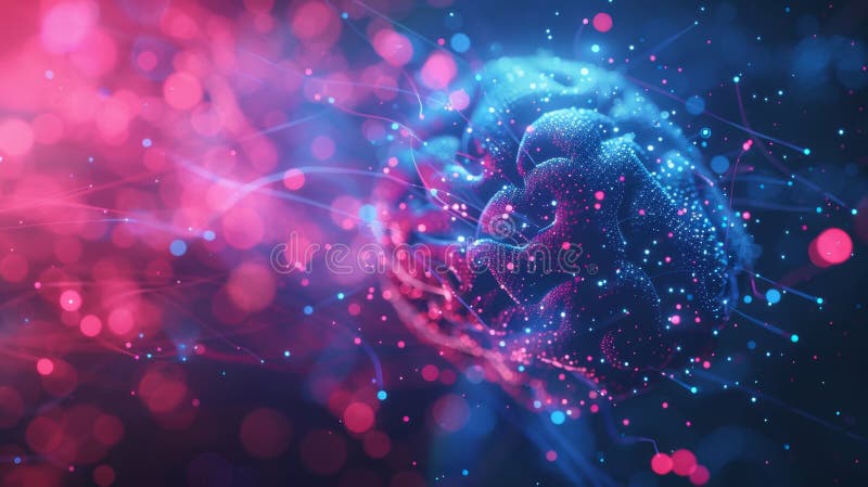 Abstract Neural Network Visualization Generative Ai Stock Image