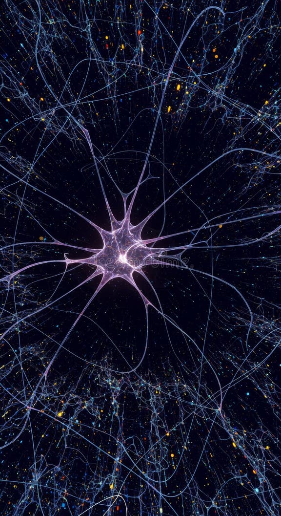 Abstract Neural Network Visualization with Glowing Purple Neuron Stock ...