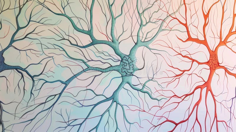 Abstract Neural Network Wall Art in Vivid Colors Stock Photo - Image of ...