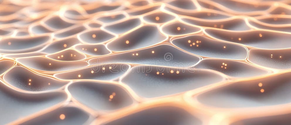 Abstract Neural Networks Structure With Interconnected Points And Network Lines Light Reflects