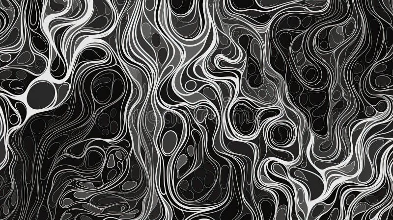 Abstract Neural Pattern Texture, White Organic Line Pattern, Monochrome ...