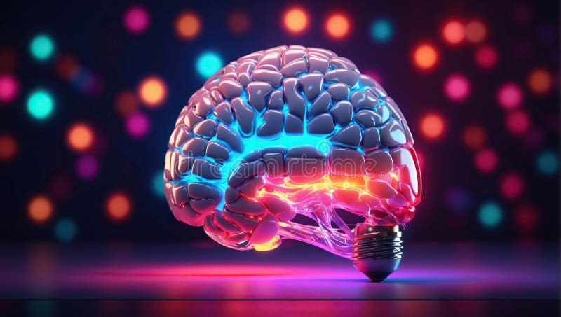 Neuro Brain with Light, Human Mind Anatomy, Using Generative Ai Stock ...