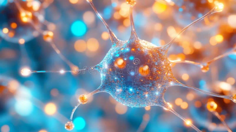 Abstract Neuron Cell Network Glowing Brightly Stock Illustration ...