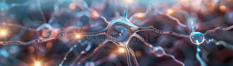 Abstract Neuron Network Background with Glowing Lights Stock ...
