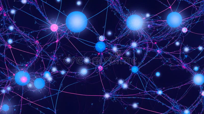 Abstract Neuron Network Future Machine Learning Working Universe Stock ...