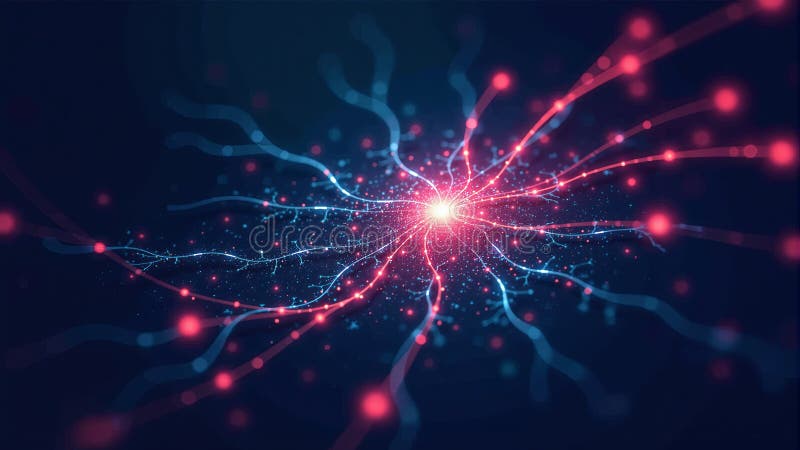 Abstract Neuron Network, Red and Blue Stock Illustration - Illustration ...