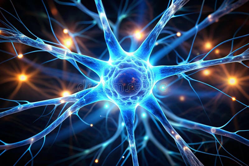 Abstract Neuron Structure in Blue Hues Against Black Background Stock ...