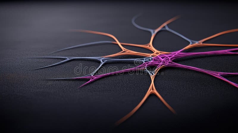 Abstract Neuron Structure with Colorful Connections on Dark Background ...
