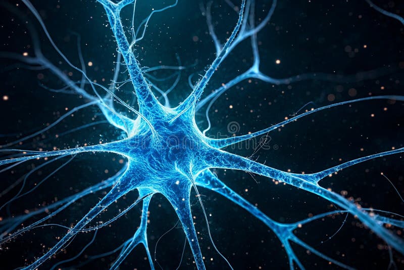Abstract Neuron Structure Explosion in Blue Hues Stock Illustration ...