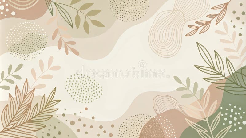 Abstract Neutral Botanical Background Design with Organic Shapes and ...