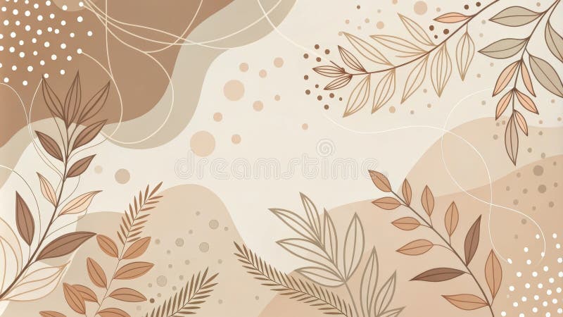 Abstract Neutral Botanical Background with Organic Shapes and Subtle ...