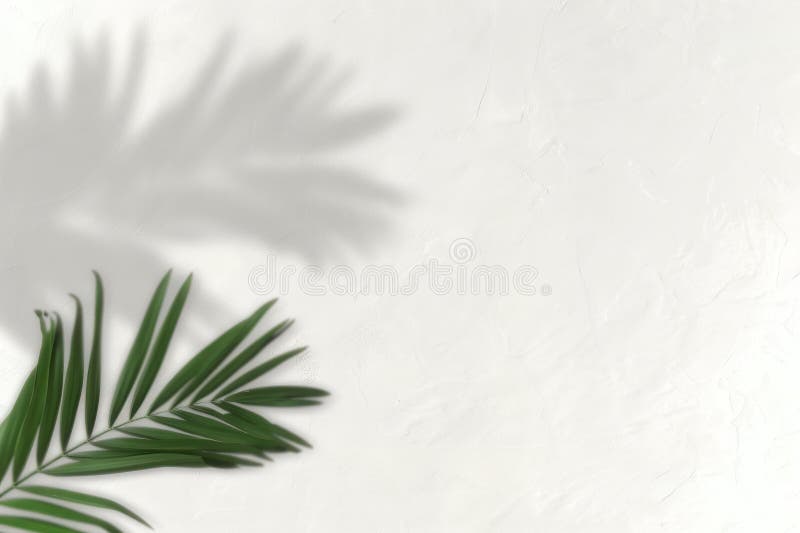 Abstract Neutral Nature: Gray Palm Leaf Shadow Overlay on White Wall ...