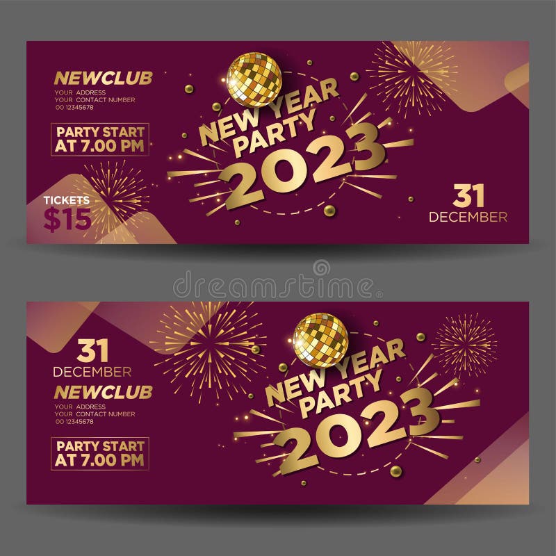Abstract New Year Banner. 2023 Happy New Year Event Entry Pass Design ...