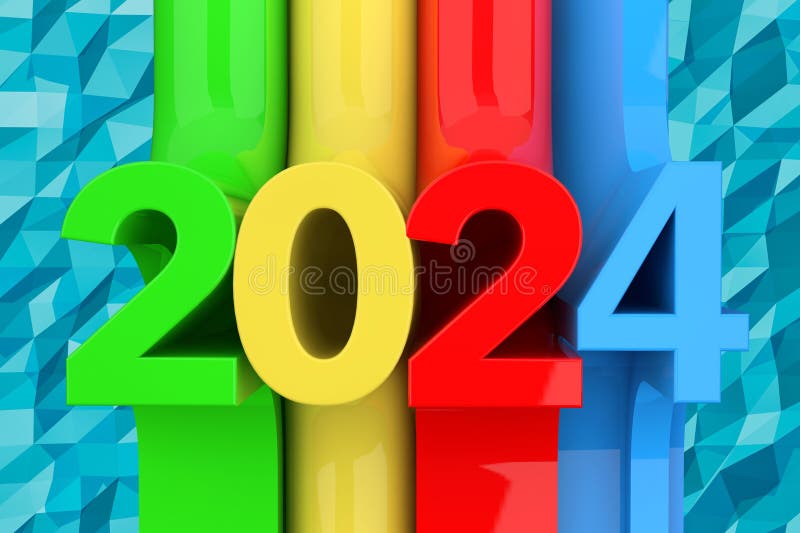 Abstract New 2024 Year Sign. 3d Rendering Stock Illustration ...