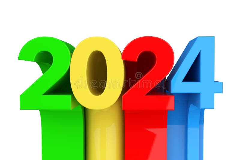 Abstract New 2024 Year Sign. 3d Rendering Stock Illustration ...