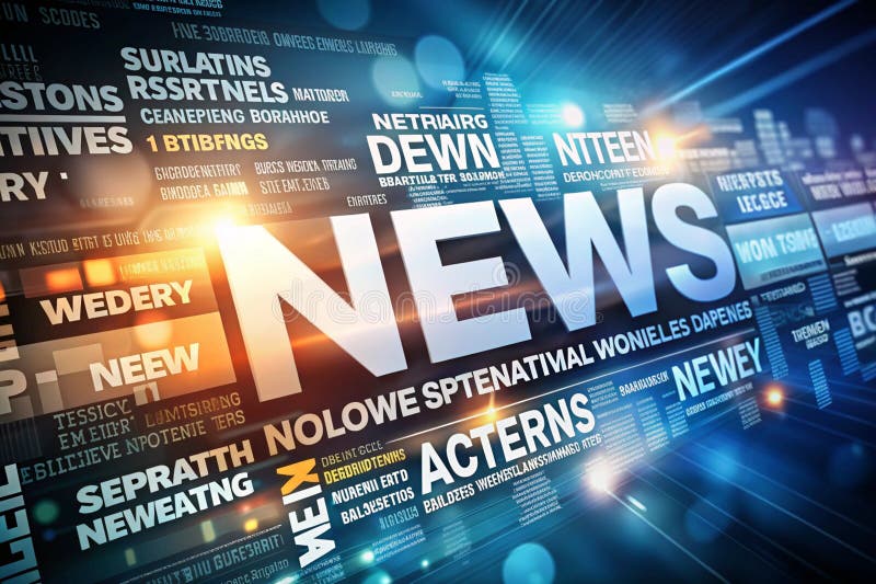 Abstract News Digital Background with Futuristic Text and World Map ...