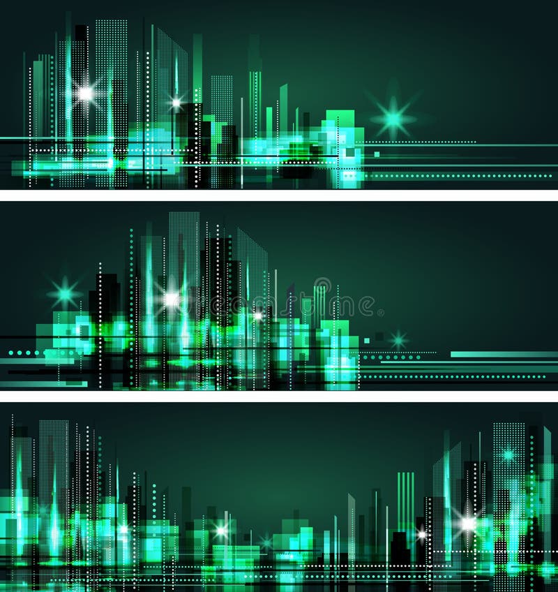 Abstract Night City Skyline, Vector Illustration Stock Vector ...
