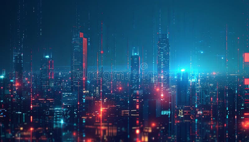 Abstract Night Cityscape Background. Smart City Stock Illustration ...