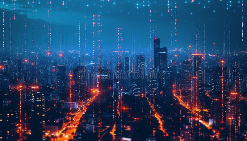 Abstract Night Cityscape Background. Smart City, Stock Illustration ...