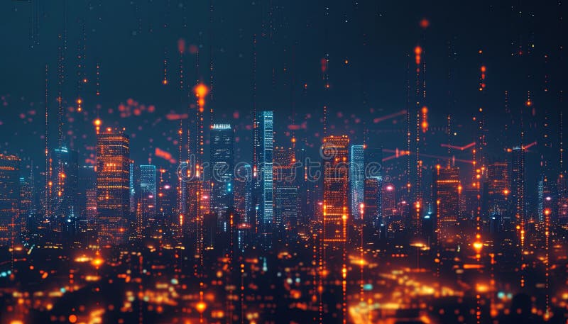 Abstract Night Cityscape Background. Smart City, Stock Illustration ...